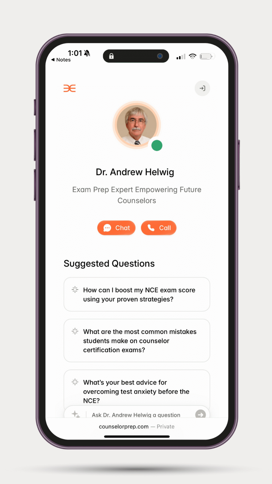 Dr. Andrew Helwig AI Study Assistant —24/7 NCE & CPCE Exam Help